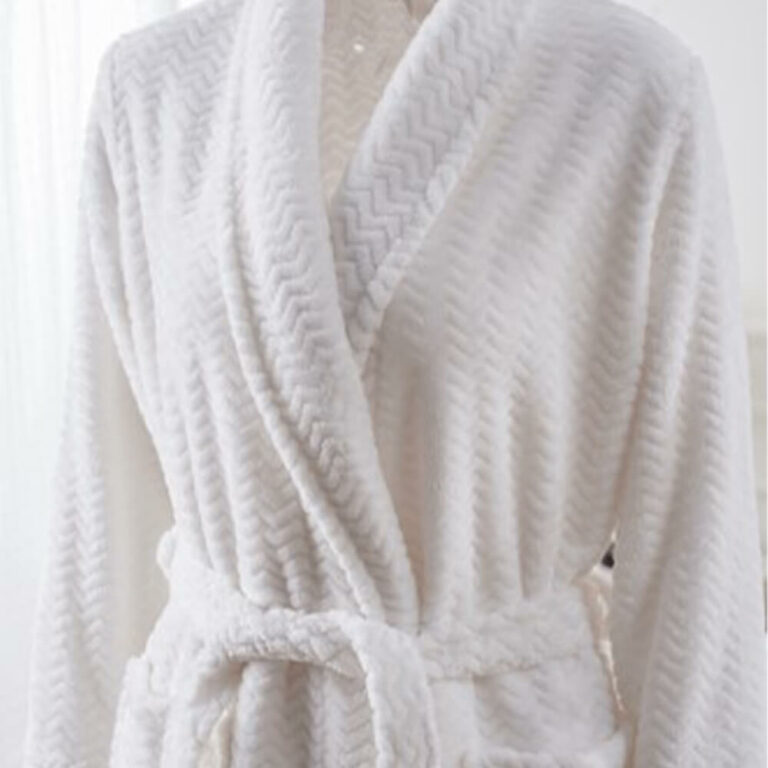 Thermal Jacquard Flannel Bathrobe - Olive Home