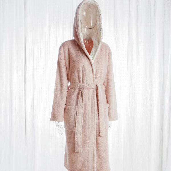 Long Plush Hooded Sherpa Robe - Olive Home