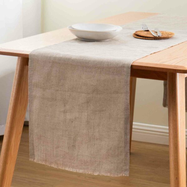 Natural Linen Table Runner - Olive Home