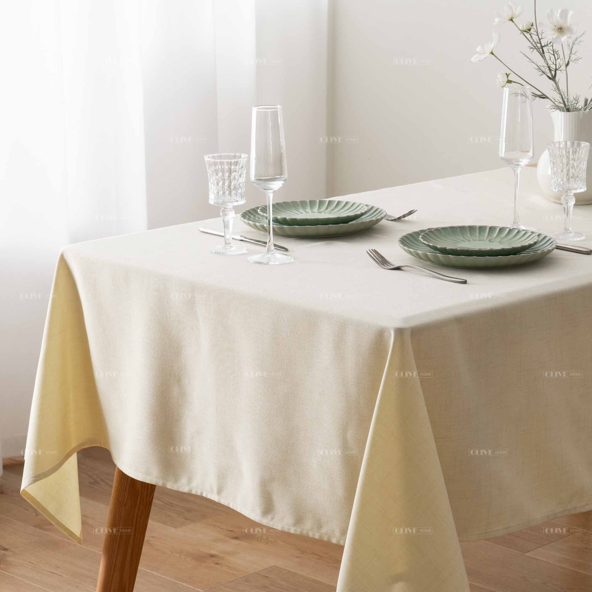 Linen-look Wedding Tablecloth Setting - Olive Home