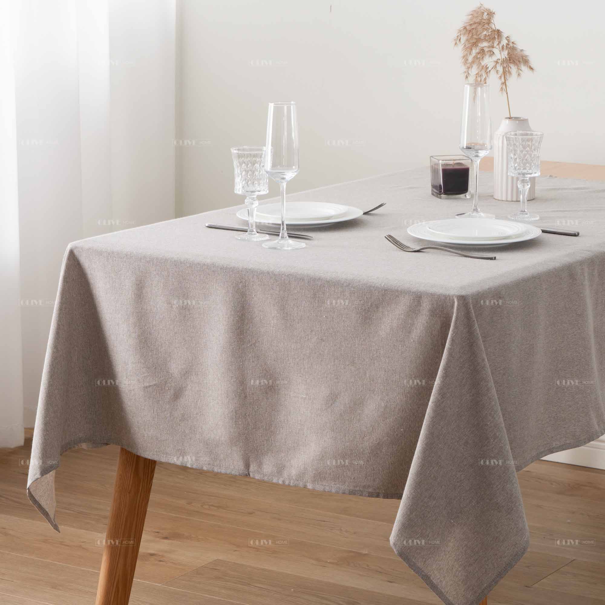 Linen-look Wedding Tablecloth Setting - Olive Home