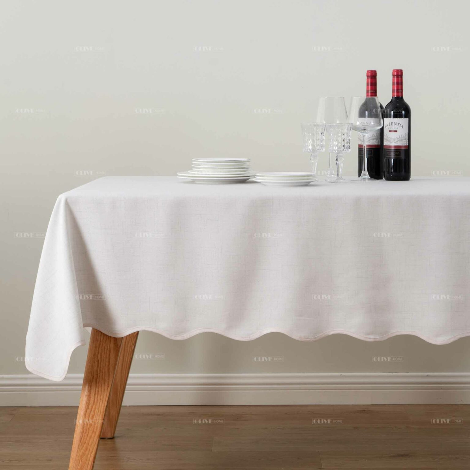 Linen-look Wedding Tablecloth Setting - Olive Home