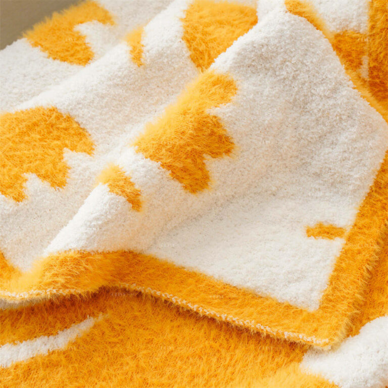 Jacquard Feather Knit Blanket - low MOQ & OEKO-TEX certified